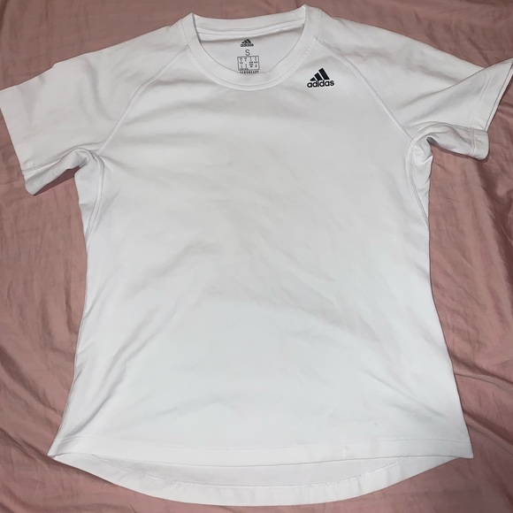 adidas | Tops | Adidas Dri Fit White Workout Shirt | Poshmark